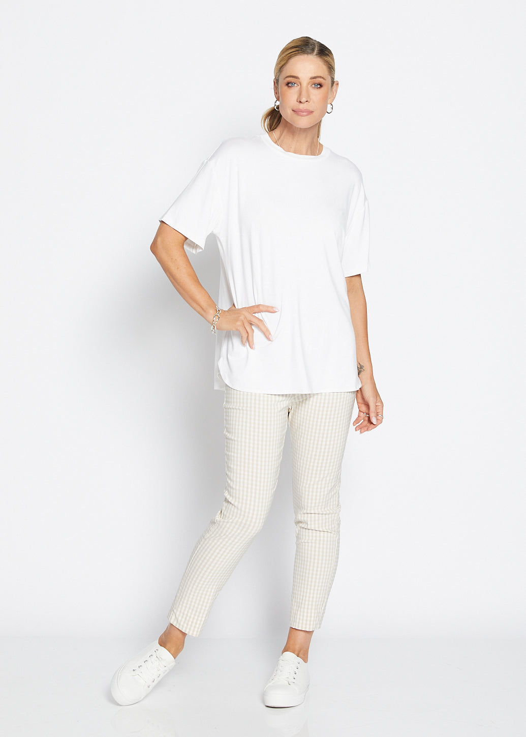 Easy Printed White Bengaline Pant | Philosophy Australia