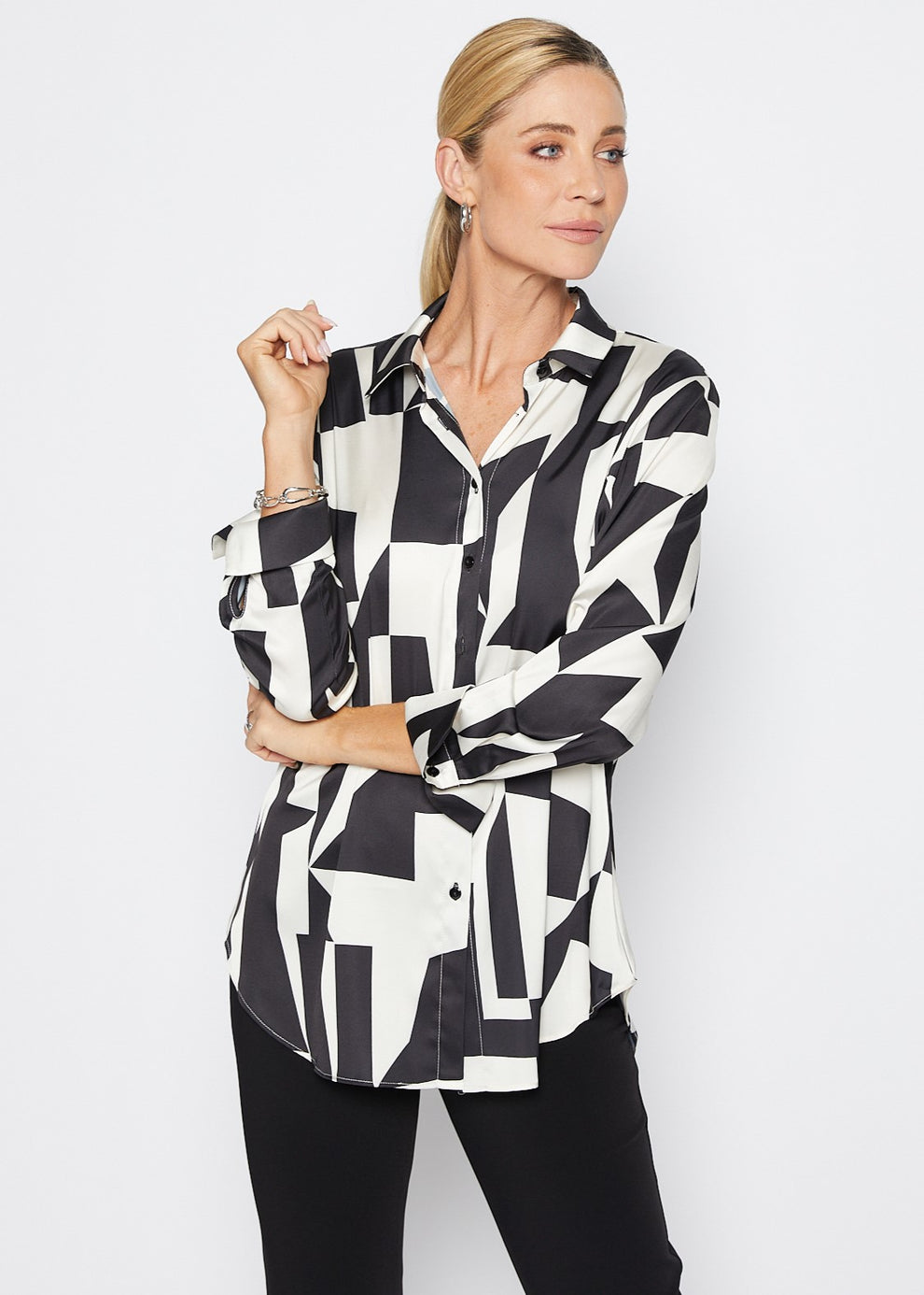 Hill Ruby satin shirt in Glass – Philosophy Australia
