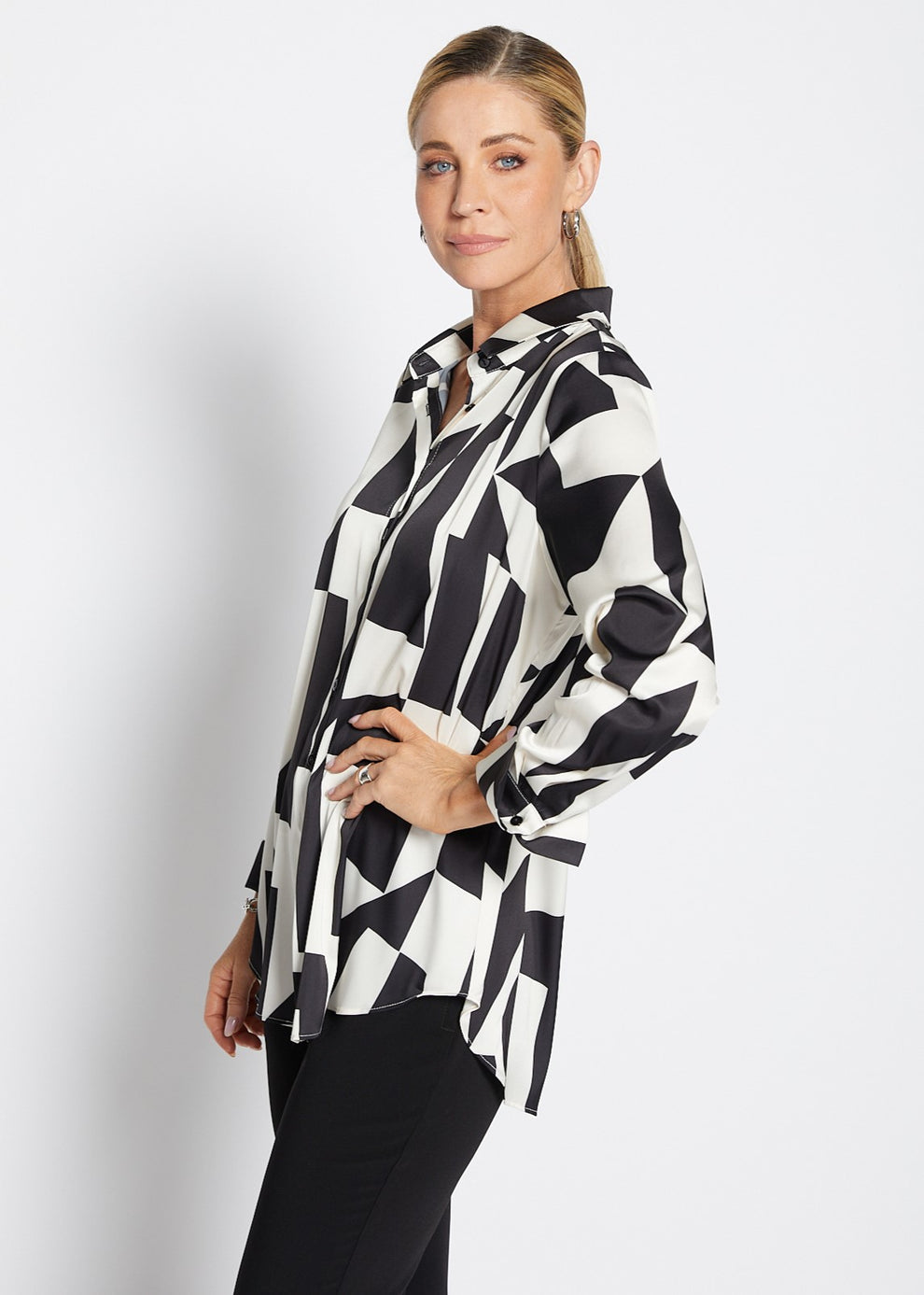 Hill Ruby satin shirt in Glass – Philosophy Australia