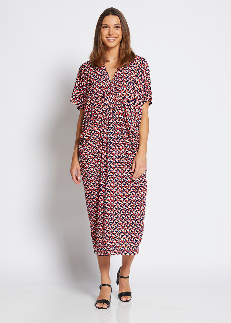Jagger slinky jersey gathered maxi dress in Graphic – Philosophy Australia