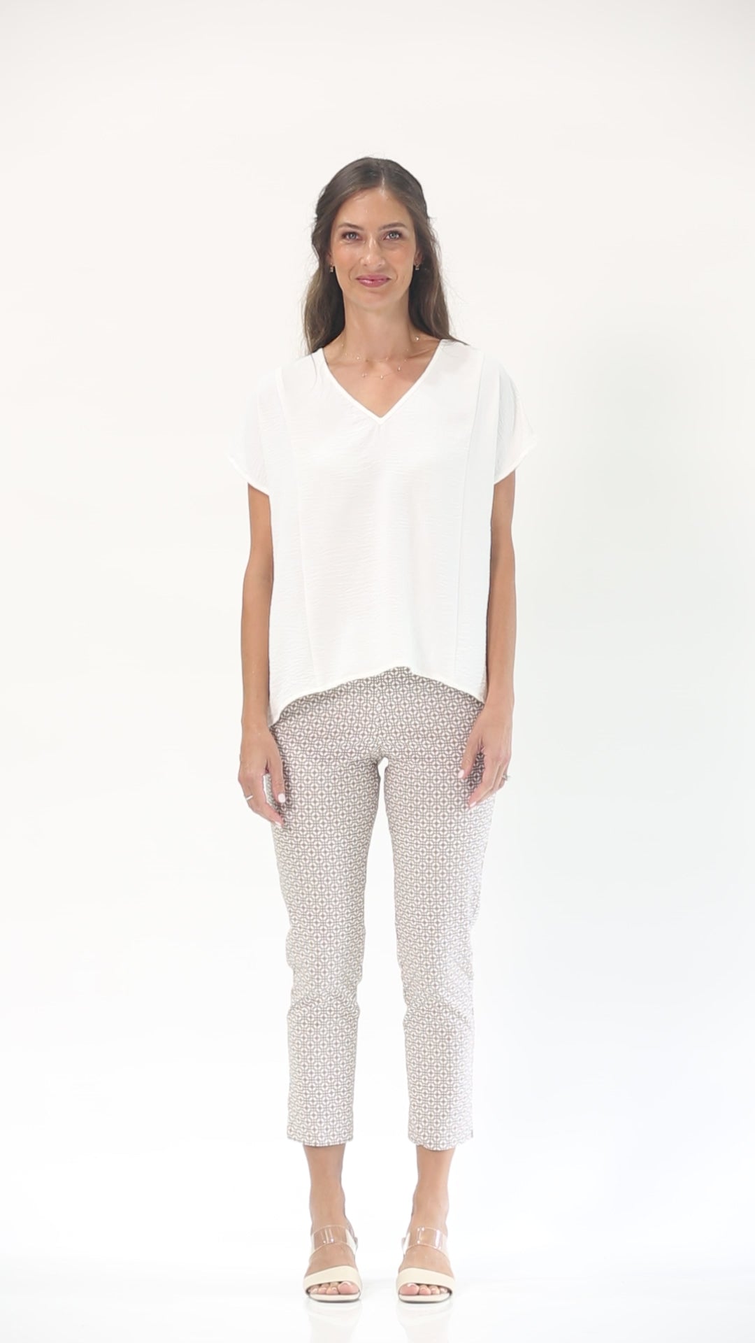 Easy Zenya printed bengaline 7/8 pant in Praline Tile – Philosophy Australia